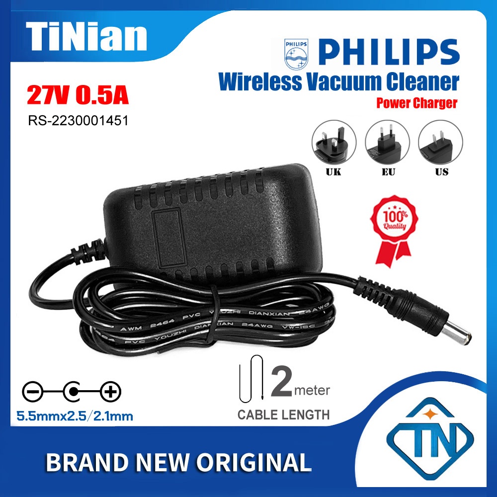 27V 26.5V 500mA 0.5A อะแดปเตอร์ AC/DC เครื่องชาร์จไฟสำหรับ Philips K7 K8 X7 X8 V10 V20 V30 Pro ...