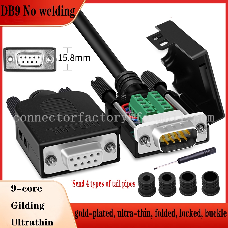 Db9 terminal ปลั๊กเคลือบทองบัดกรี RS232/COM ชายหญิง ultra-thin ...