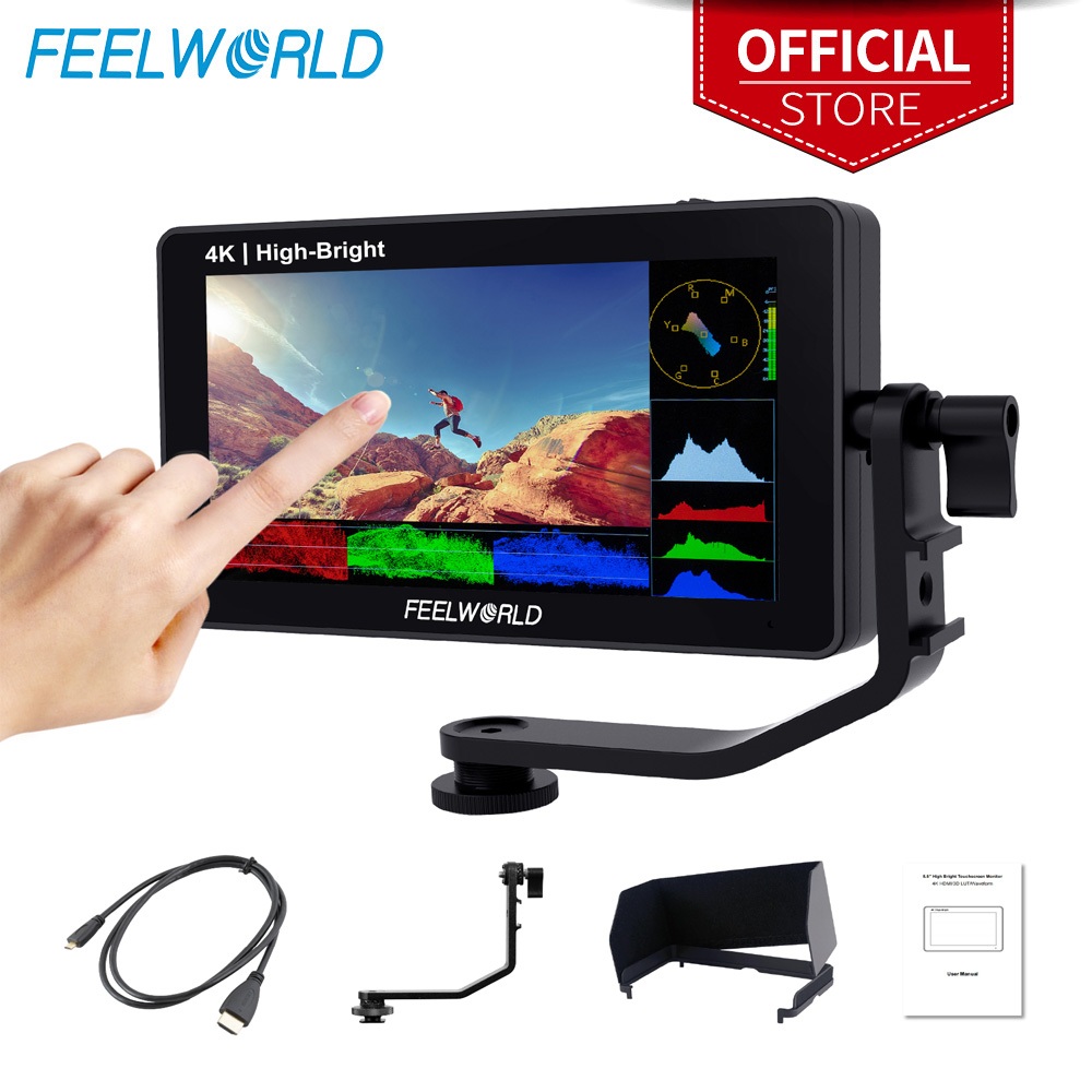 Feelworld F6 PLUSX มอนิเตอร์กล้อง DSLR หน้าจอสัมผัส 5.5 นิ้ว 1600nit พร ...