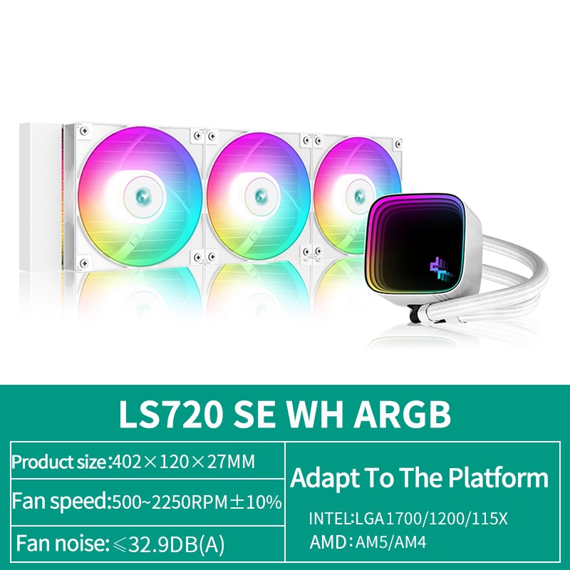 Deepcool LS520 SE Digital / LS720 SE Digital CPU AIO Liquid Cooler ARGB White 240 360 Water ...