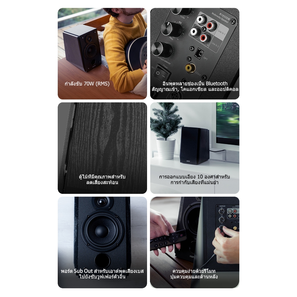 Edifier R1855DB ลำโพงบลูทูธตั้งโต๊ะแอคทีฟ, ระบบลำโพง 2.0, กำลังขับออก ...