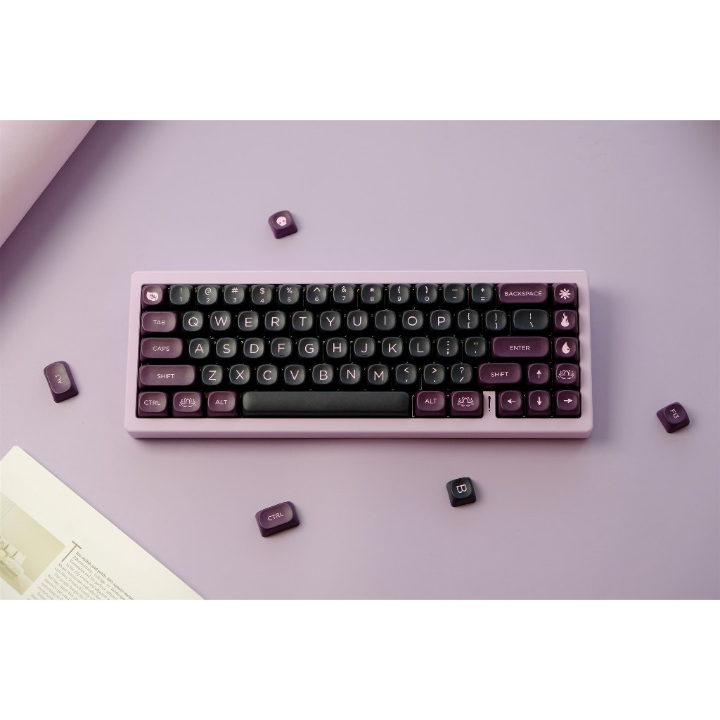 GMK สีดำ Lotus keycaps, 126 คีย์ keycaps MOA โปรไฟล์ DYE-SUB ส่วนบุคคล ...