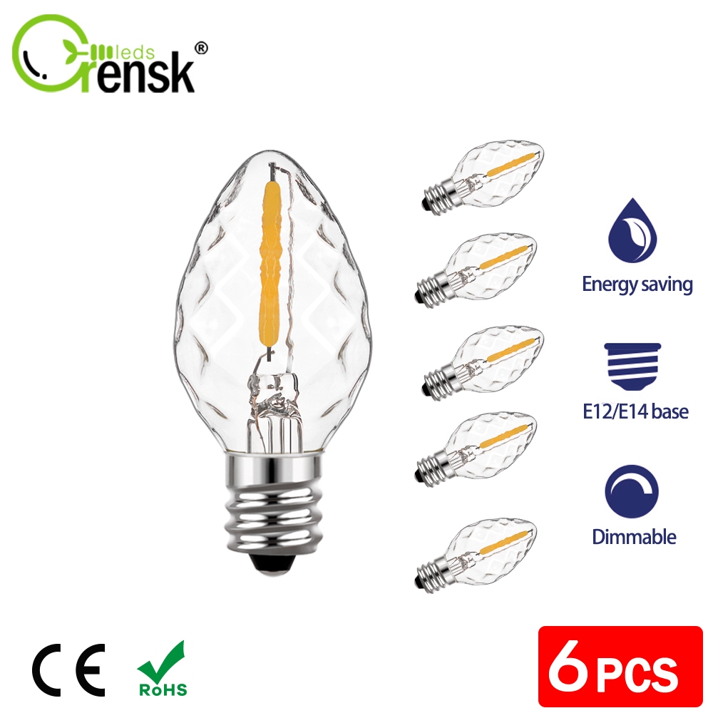 หลอดไฟ LED C7 1W 220V E12 E14 2700K รูปเพชร สไตล์วินเทจ สําหรับตกแต่งบ้าน 6 ชิ้น | Shopee Thailand