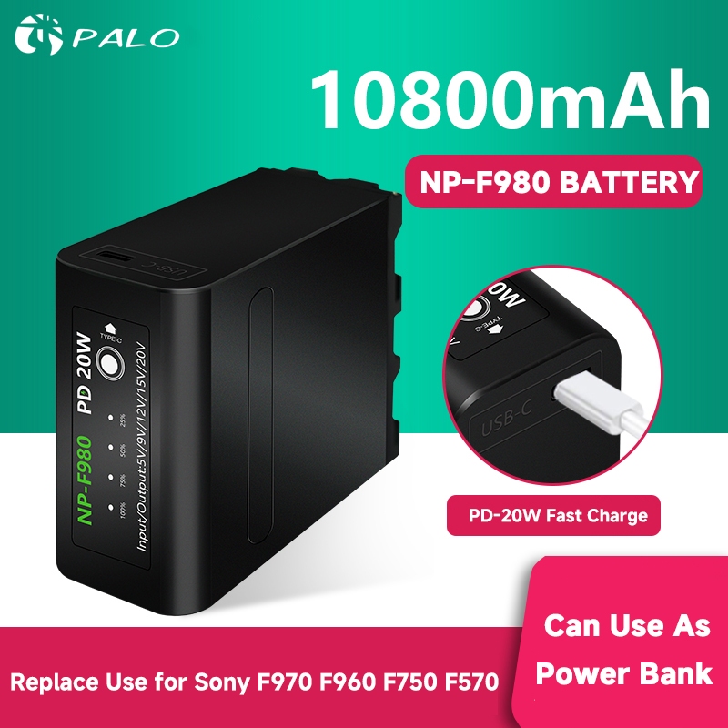 Palo NP-F980 แบตเตอรี่ 10800mAh พร้อมแบตเตอรี่ Type-C PD อินพุต USB ...