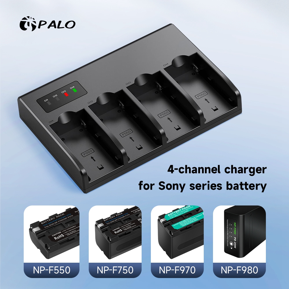 ที่ชาร์จแบตเตอรี่กล้อง 4 ช่อง สําหรับ Sony NP-F980 F970 F960 F750 F570 F550 FM50 NX80 MC2500 ...
