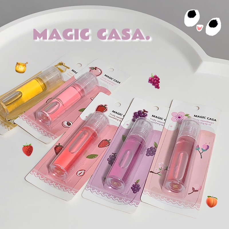 Magic CASA ลิปบาล์ม ลิปออยล์ ป้องกันริมฝีปากแห้ง ชุ่มชื้น ลูกกลิ้งใส ลิปบาล์มผลไม้ | Shopee Thailand