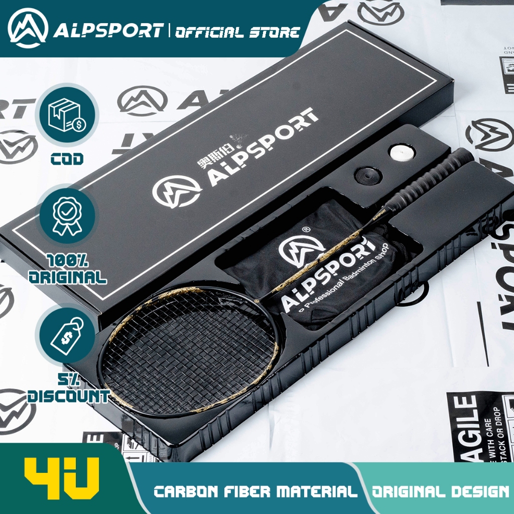 ALP DRAGON Advent SL 4U 26LBS ไม้แบดมินตัน คาร์บอนไฟเบอร์ สีทอง 100% ...