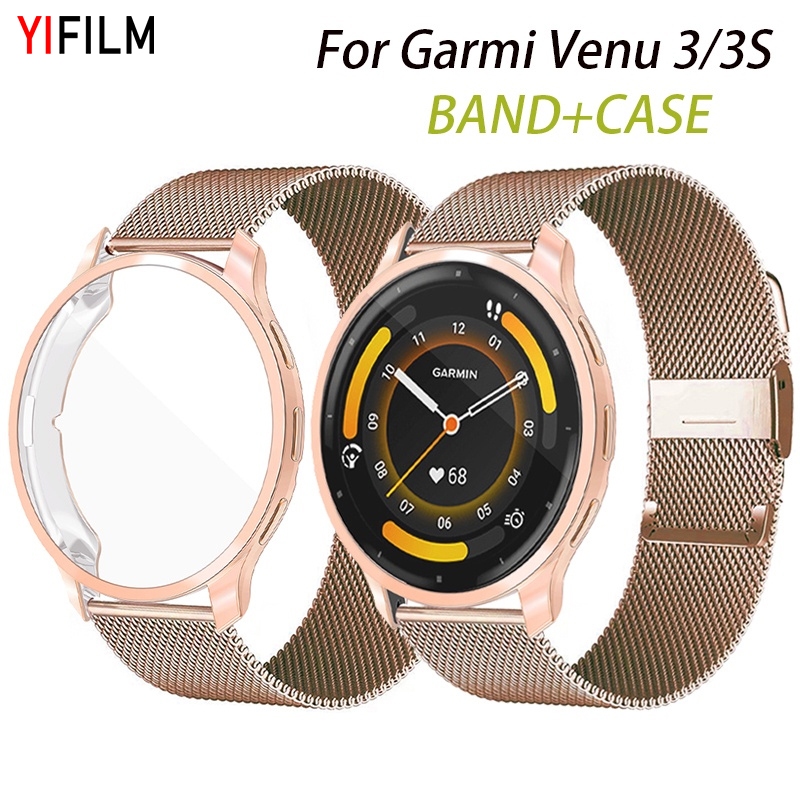 สายนาฬิกาข้อมือโลหะ พร้อมเคส สําหรับ Garmin venu 3 3S 2S Smart Watch Garmin Vivoactive 4 4s ...