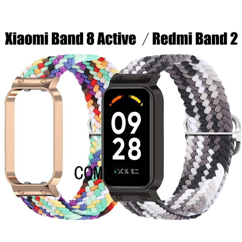สําหรับ Xiaomi Watch Mi band 8 Active Strap ไนลอนโลหะเคสป้องกัน Redmi band 2 สายรัดข้อมือสร้อย ...