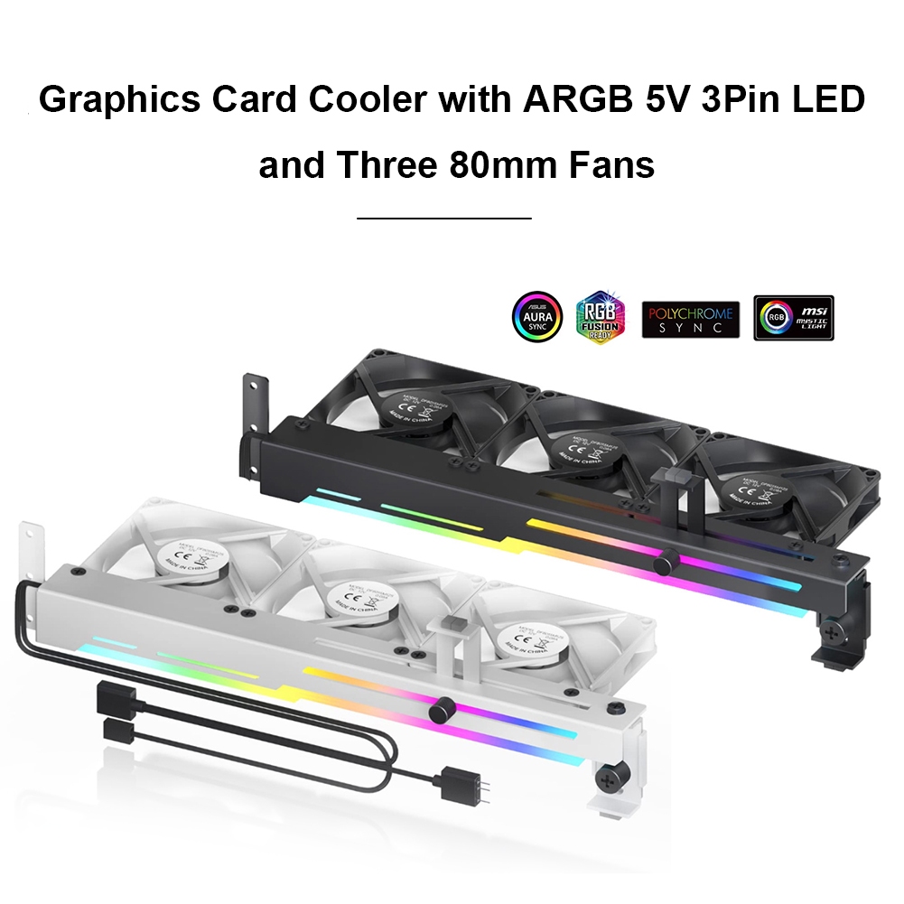 พัดลมระบายความร้อนการ์ดจอ พร้อมไฟ LED ARGB 5V 3Pin และพัดลม 80 มม. RGB LED | Shopee Thailand