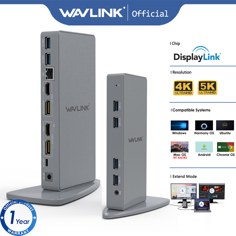Wavlink แท่นวาง แนวตั้ง อลูมิเนียมอัลตร้า 5K Dual 4K HD พร้อมชิป ...