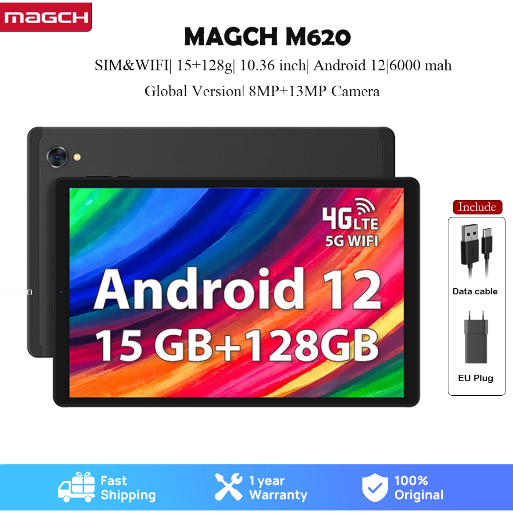 {30% OFF}MAGCH 2023 Android 12 Tablet 10.3-inch 2K FHD Tablet 15GB RAM ...
