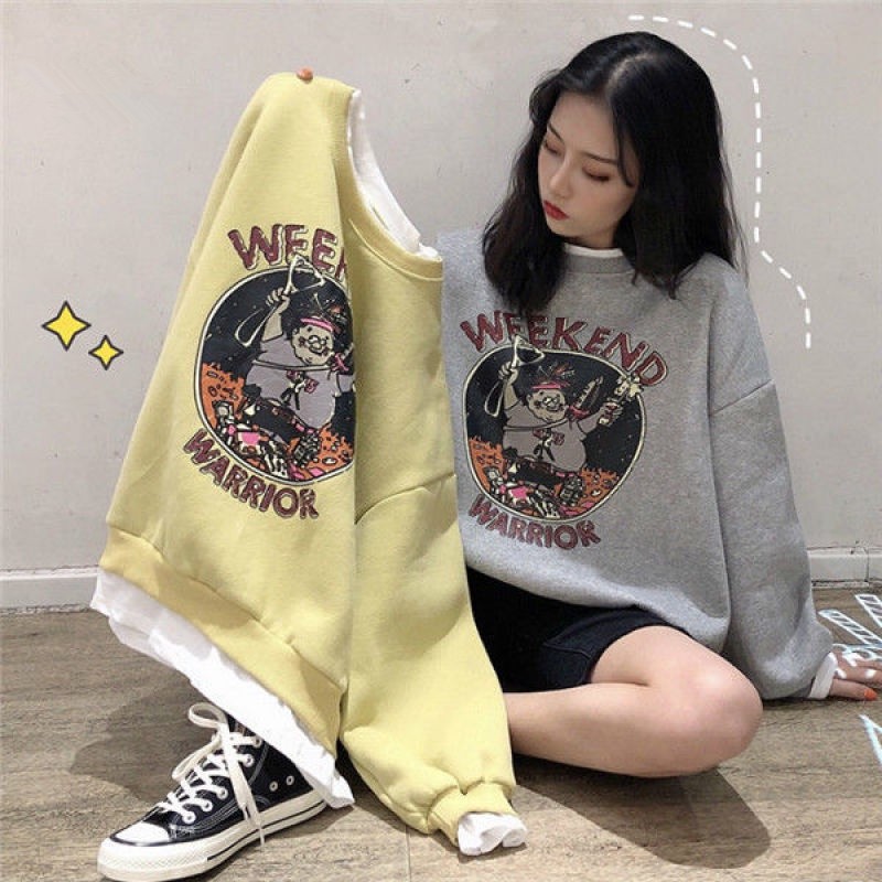 WANG JIAO ZHAN เสื้อกันหนาว เนื้อผ้าหนานิ่ม ทรงหลวม สวมใส่สบาย สไตส์ ...