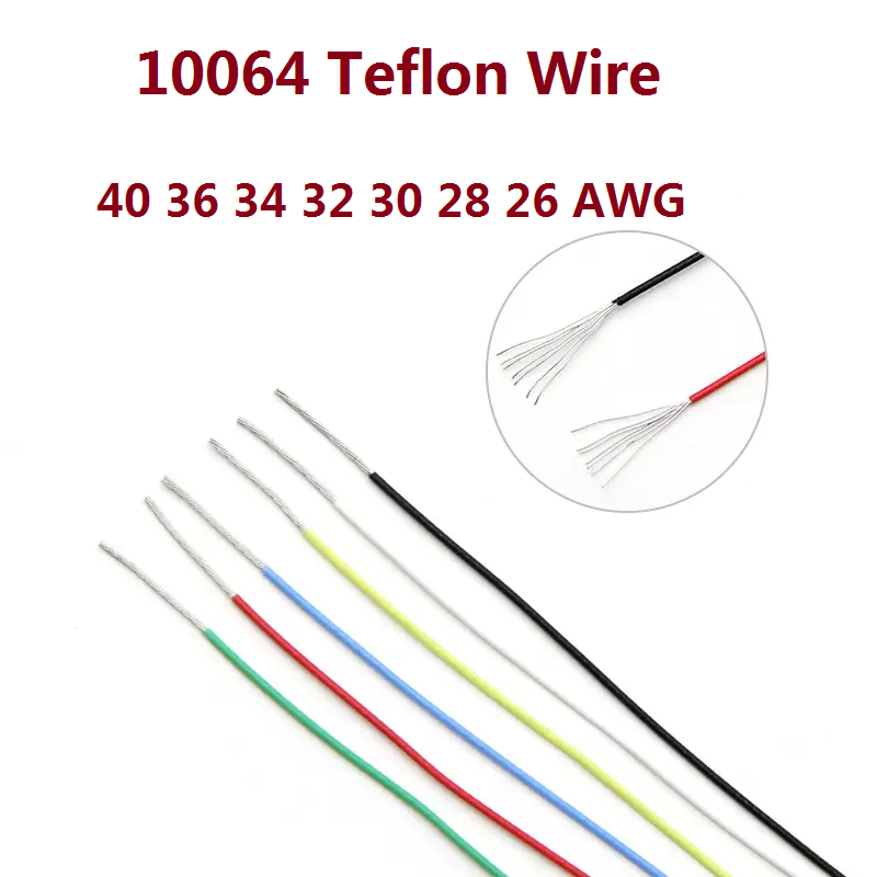 10064 สายไฟเทฟลอน FEP ทองแดง แบบนิ่ม อุณหภูมิสูง 30 28 26AWG -10 เมตร ...
