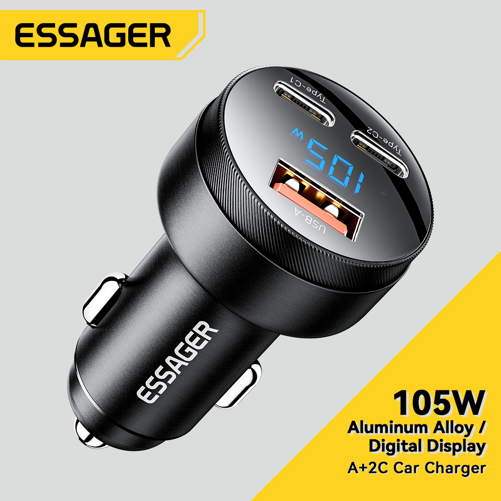 Essager อุปกรณ์ชาร์จโทรศัพท์มือถือ 105W 2Type C Usb Fsat Charg สําหรับ PPS PD QC ในรถยนต์ ...