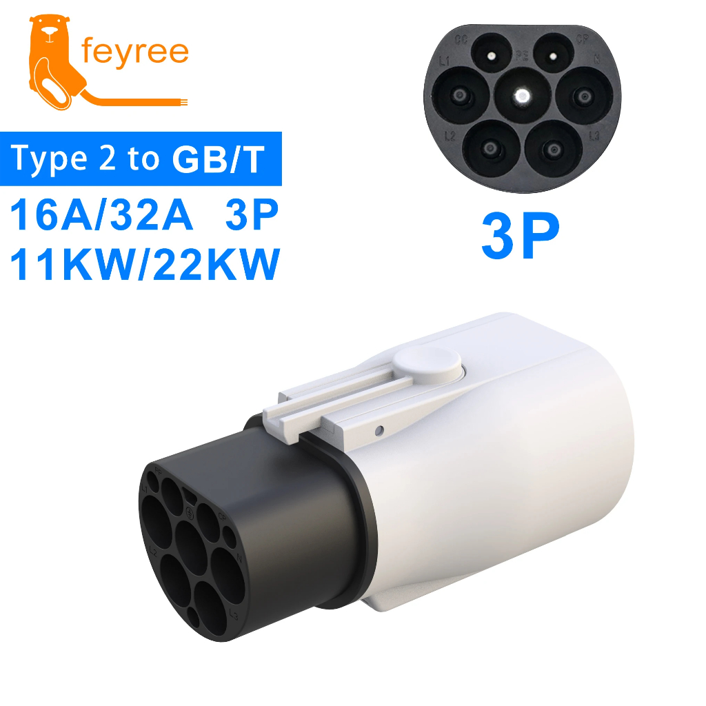 Feyree อะแดปเตอร์ชาร์จ EV Type 2 IEC 62196-2 เป็น GB/T สําหรับยานพาหนะไฟฟ้ามาตรฐานจีน 16A 32A ...