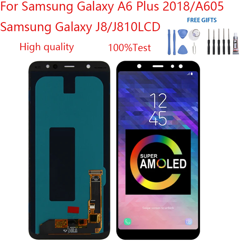 Tft/amoled อะไหล่หน้าจอสัมผัส LCD แบบเปลี่ยน สําหรับ Samsung Galaxy A6 ...