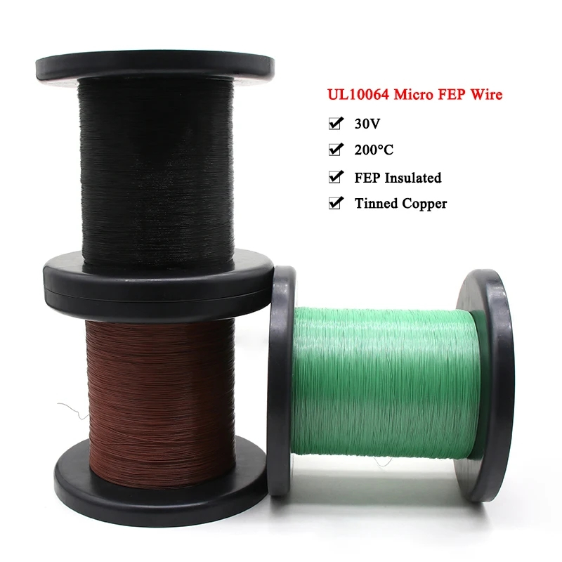 UL10064 PTFE Wire สายไฟบัดกรีพลาสติก PEP ทองแดง 40 36 34 32 30 28 26AWG ...