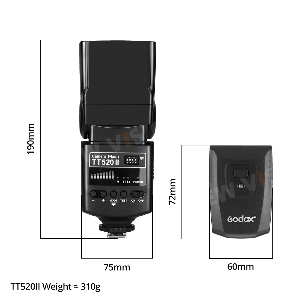 Godox TT520 II แฟลช TT520II พร้อมสัญญาณไร้สาย 433MHz ในตัว + แฟลชทริกเก ...