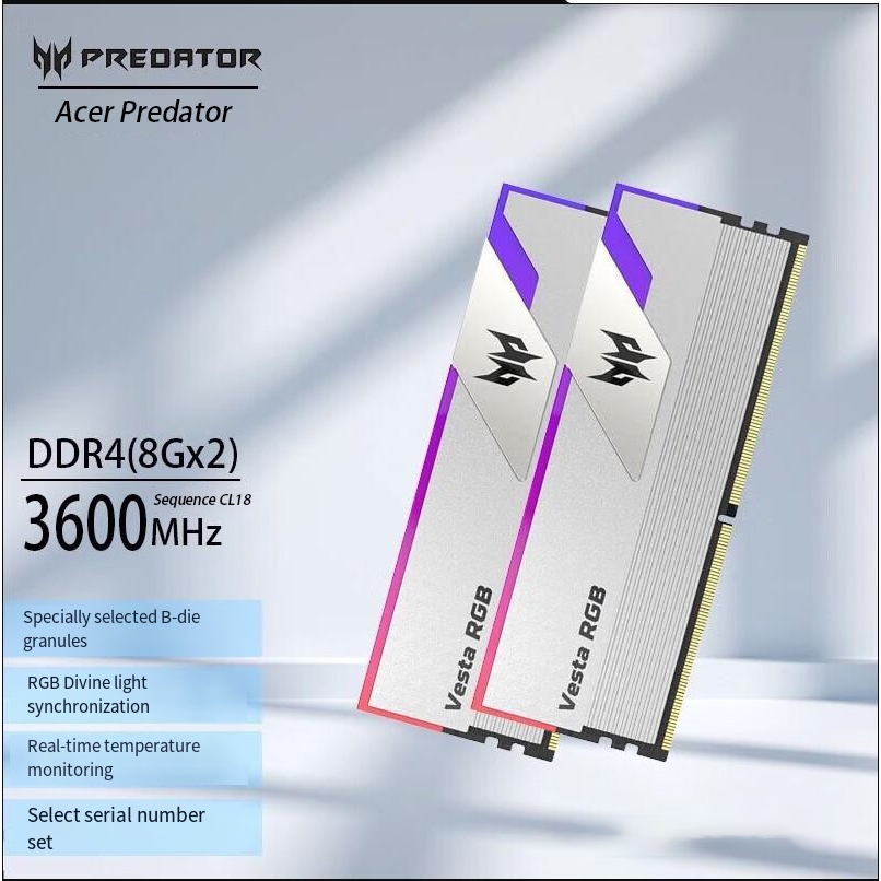 Acer predators (PREDATOR) แถบไฟหน่วยความจําอิเล็กทรอนิกส์ DDR4 B- die ...