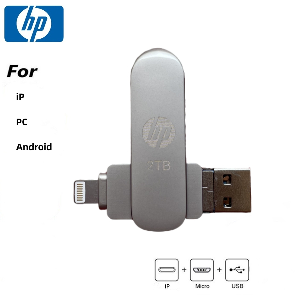 Hp 3.0 USB Drive 2TB 3 in 1 OTG แฟลชไดรฟ์ความเร็วสูง pendrive โลหะกัน ...