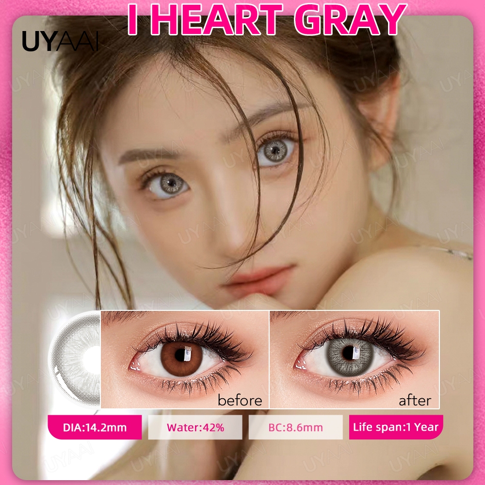 Uyaai คอนแทคเลนส์ธรรมชาติ เลนส์นิ่ม สีเทา สีน้ําตาล สีฟ้า สีเขียว I HEART IRIS Series 14.2 มม. ...