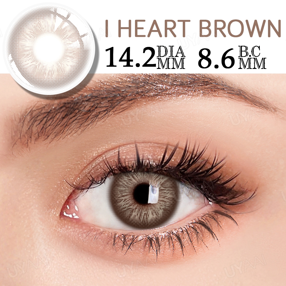 Uyaai คอนแทคเลนส์ธรรมชาติ เลนส์นิ่ม สีเทา สีน้ําตาล สีฟ้า สีเขียว I HEART IRIS Series 14.2 มม. ...