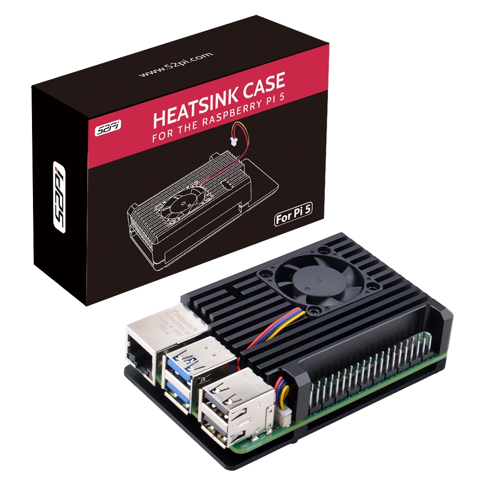 เคส 52Pi Raspberry Pi 5 พร้อมพัดลม, เคสเกราะ Raspberry Pi 5 พร้อมพัดลม ...
