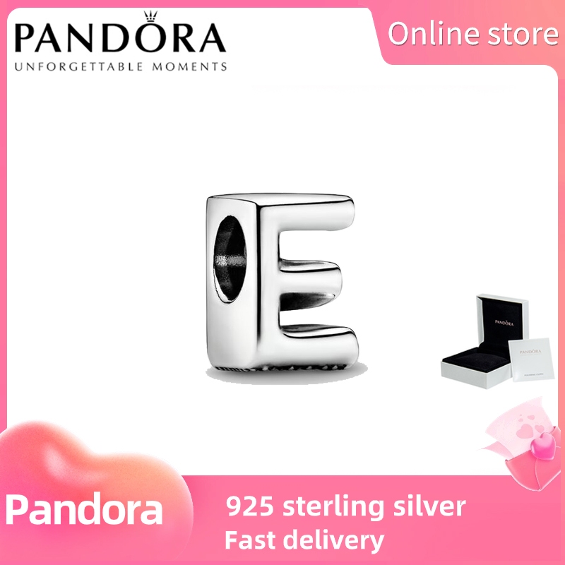 100% ของแท้ เงินสเตอร์ลิง S925 PANDORA [ 797459 เสน่ห์ตัวอักษร E ...