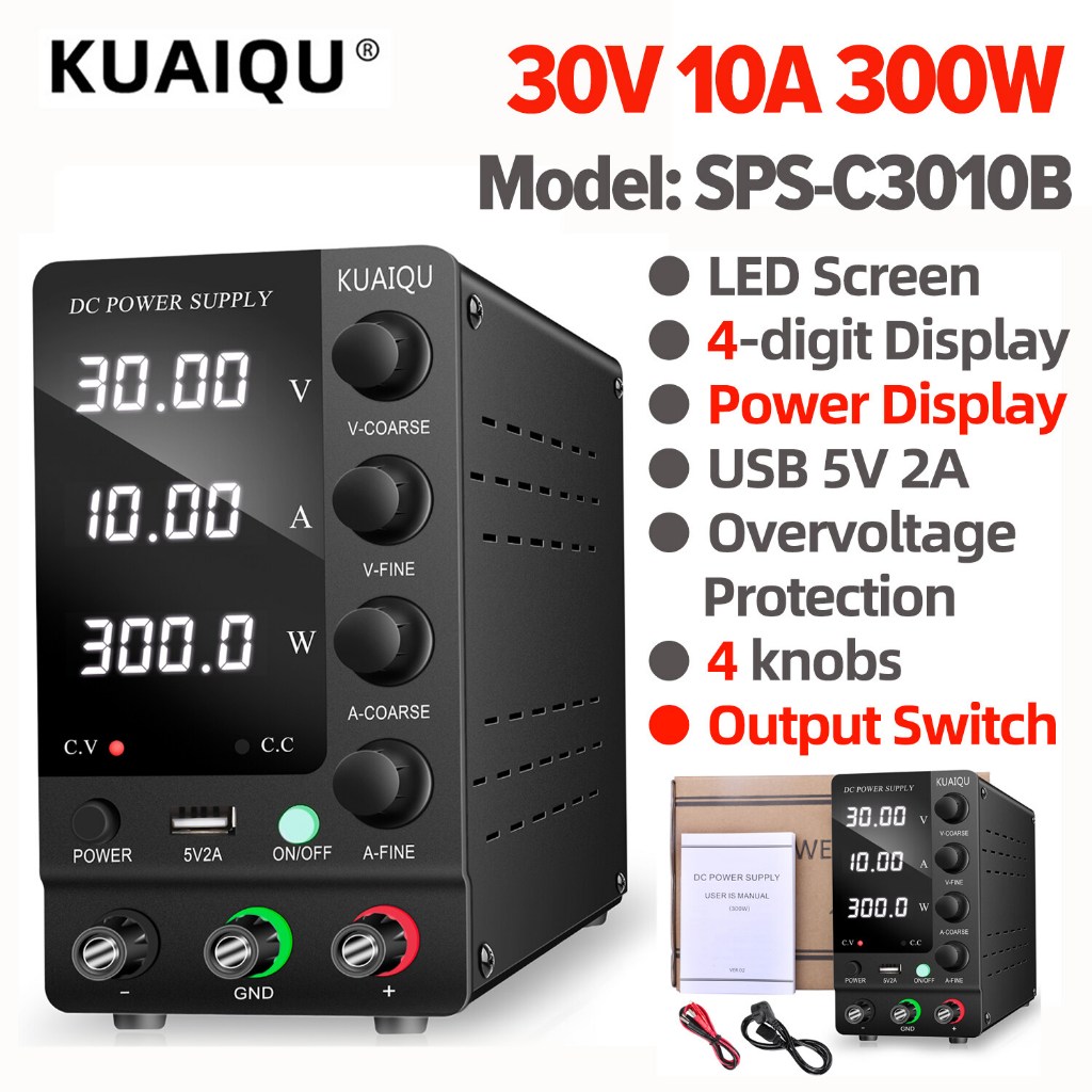 KUAIQU เครื่องจ่ายไฟ (ส่งเร็วจากไทย) DC Power Supply 30V 10A 120V 3A SPPS-C3010 adjustable ปรับ ...