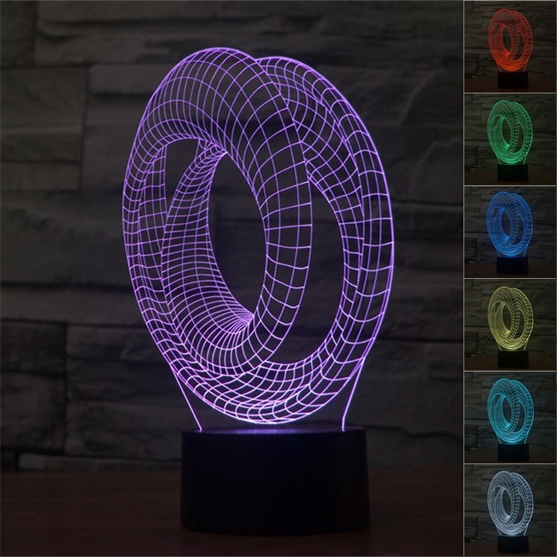 Mobius Strip 3D Night Light7 สีไล่ระดับสีบทคัดย่อ USB LED โคมไฟตั้งโต๊ะ ...