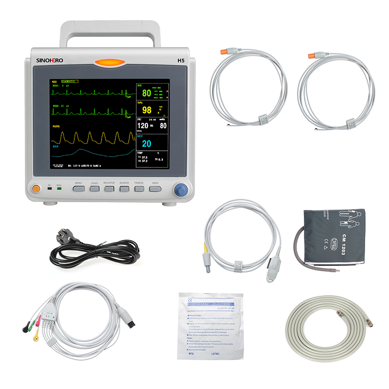 เครื่องตรวจสอบผู้ป่วย 8 นิ้ว H5 6 พารามิเตอร์ ICU CCU Vital Signs ECG ...