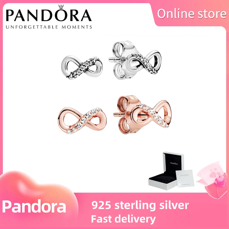100% ของแท้ เงินสเตอร์ลิง S925 PANDORA [ 288820 C01]ต่างหูสตั๊ดอินฟินิ ...