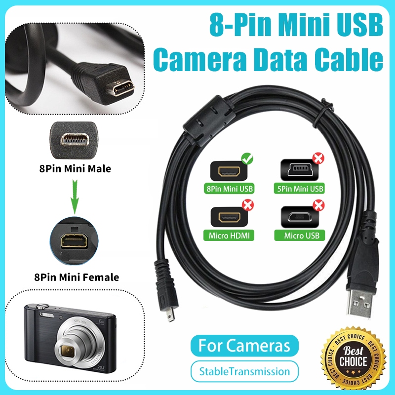 จัดส่งที่รวดเร็ว1.5M Usb ถึง 8 Pin Mini USB กล้องสายเคเบิลข้อมูล Charger Connector สําหรับกล้อง ...