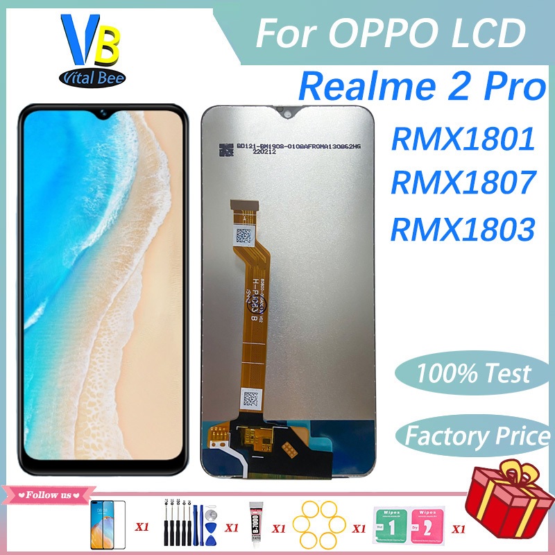 อะไหล่หน้าจอสัมผัส LCD แบบเปลี่ยน RMX1801 RMX1807 RMX1803 ทดสอบแล้ว 100 ...