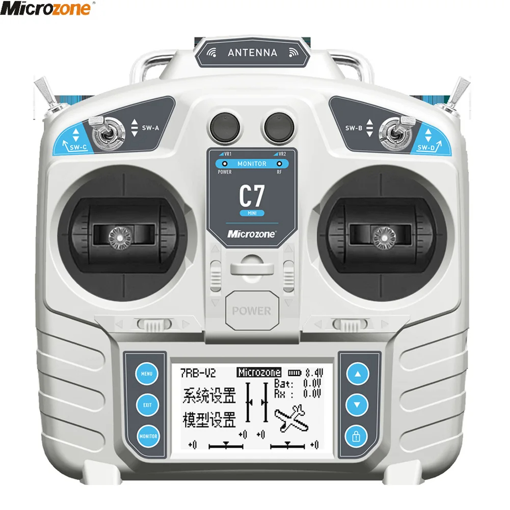 Microzone MC7 C7 MINI 2.4G เครื่องส่งสัญญาณควบคุม พร้อมตัวรับสัญญาณวิทยุ MC8RE สําหรับโดรน ...