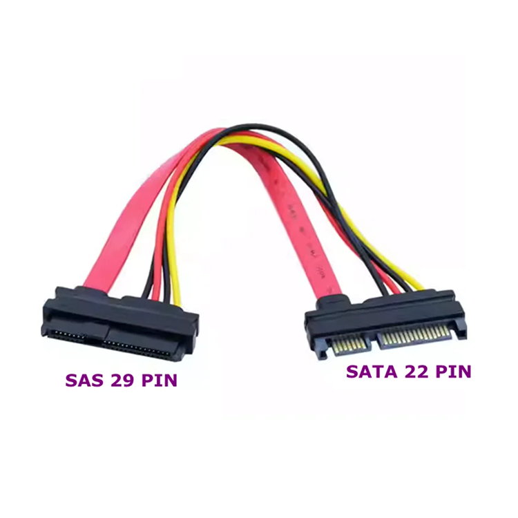 0.3m 0.5m SAS ถึง SATA,SFF-8482 SAS 29 Pin to SATA 22Pin Hard Disk ...