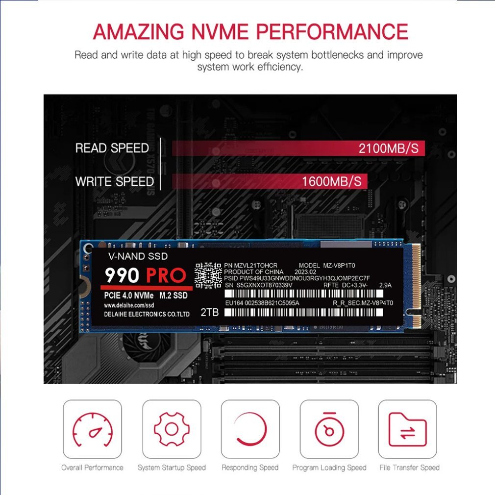 ไดรฟ์โซลิดสเตท SSD 500G 1T 2T 4TB PCIe 4.0 NVMe 990 PRO ความเร็วสูง | Shopee Thailand