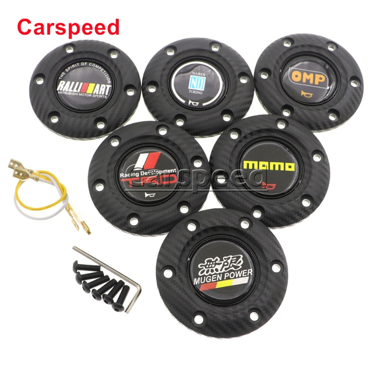 Mugen Nardi Ralliart TRD OMP MOMO ปุ่มแตรพวงมาลัยรถยนต์ และขอบคาร์บอนไฟเบอร์ พร้อมสกรู และสายไฟ ...