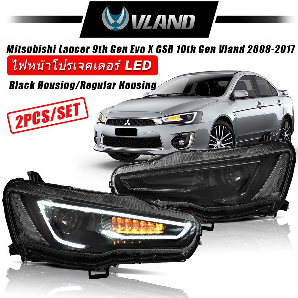 Vland 2008-2017 Mitsubishi Lancer 9th Gen Evo X GSR 10th Gen Dual Beam ...