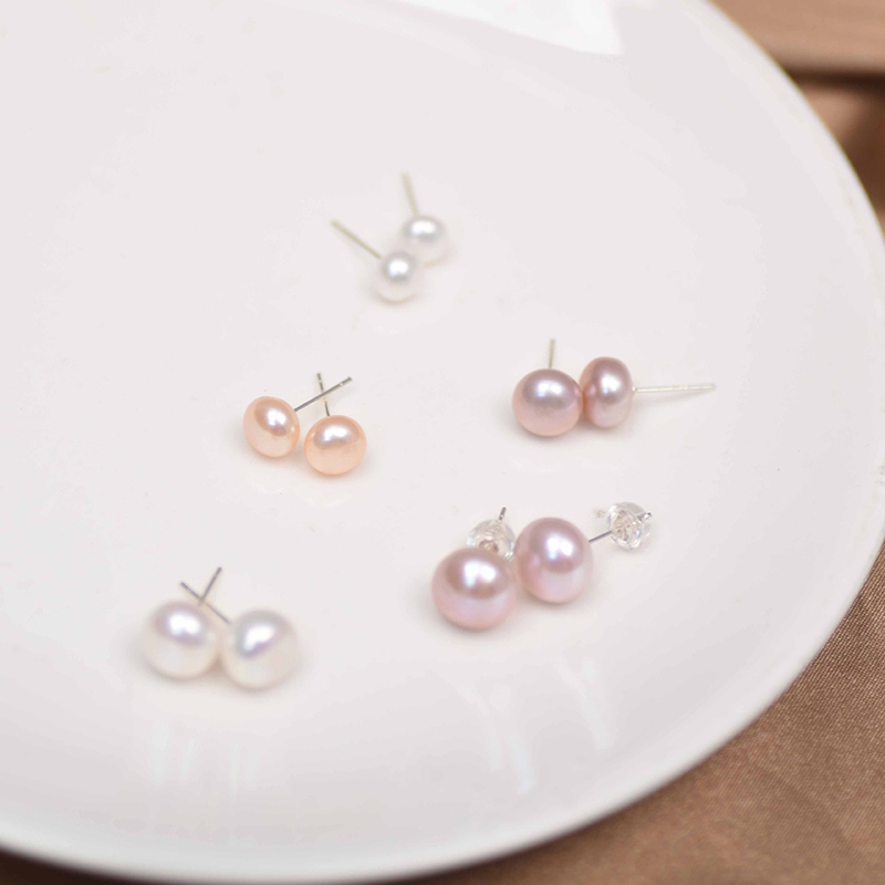 ต่างหูเงิน S925 ประดับมุกน้ําจืดธรรมชาติ ขนาดเล็ก 7-9 มม. | Shopee Thailand