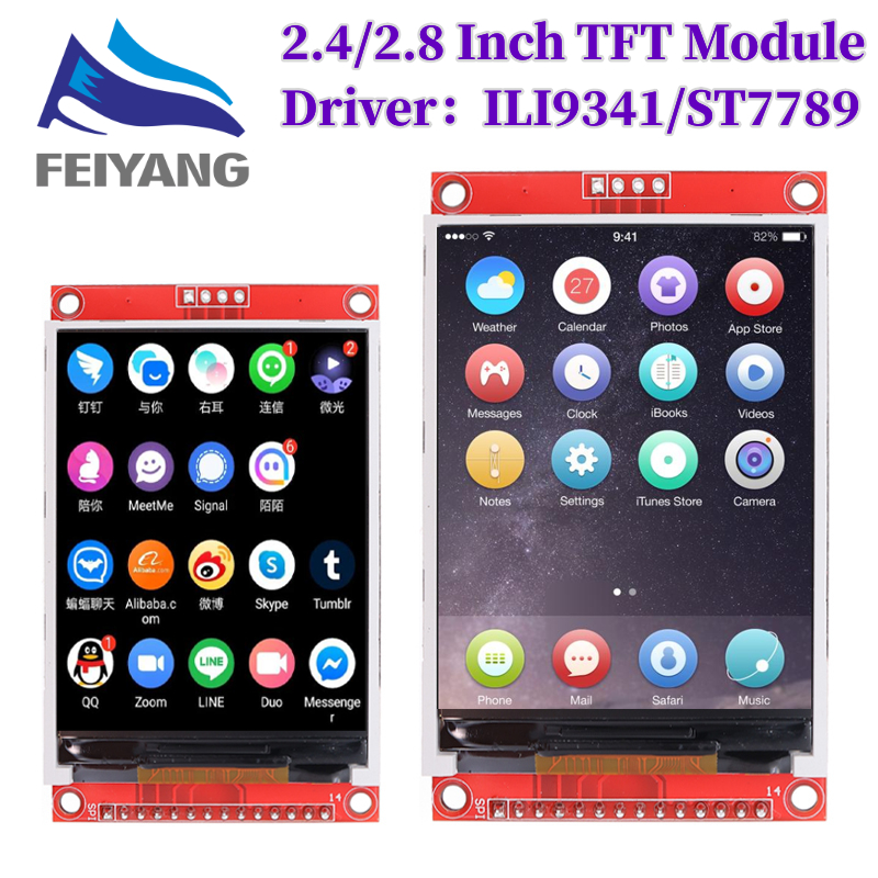 โมดูลพอร์ตอนุกรม 2.4 2.8 นิ้ว 240x320 SPI TFT 5V 3.3V PCB การ์ด Micro SD ILI9341 ST7789V หน้าจอ ...
