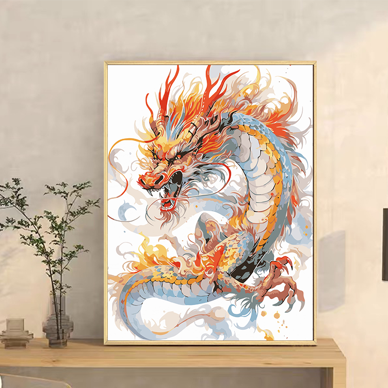【ORFON】40×50cm มังกรจีน/ระบายสีตามตัวเลข/ภาพวาดตกแต่งอะคริลิก/ของเล่น ...