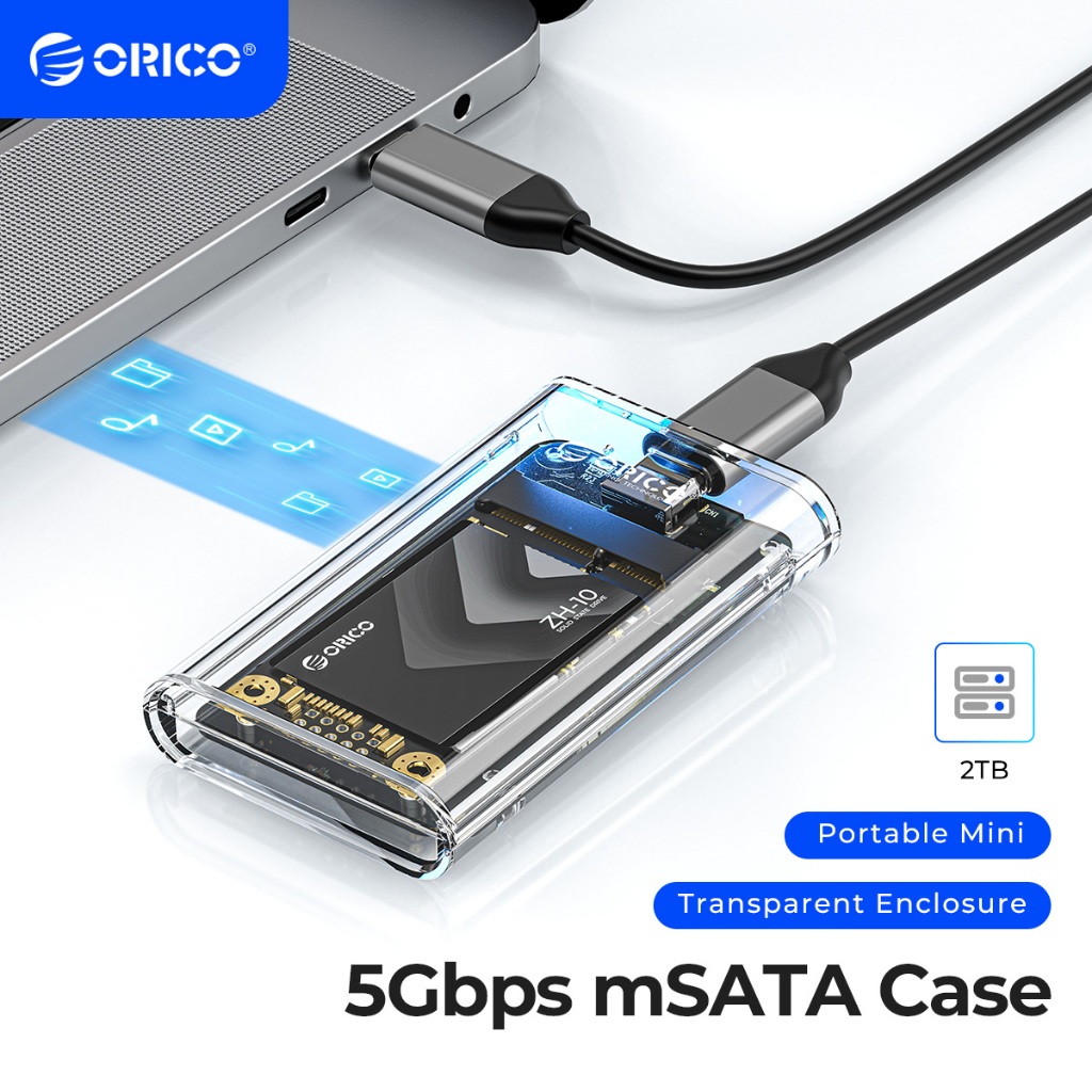 Orico mSATA SSD Enclosure USB 3.1 5Gbps SATA to Type C SSD HDD Case ใช้ ...