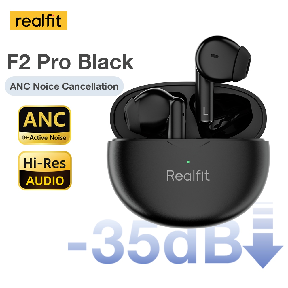 Realfit F2 Pro หูฟังบลูทูธไร้สาย -35dB ตัดเสียงรบกวน พร้อมตัวลดเสียงรบ ...