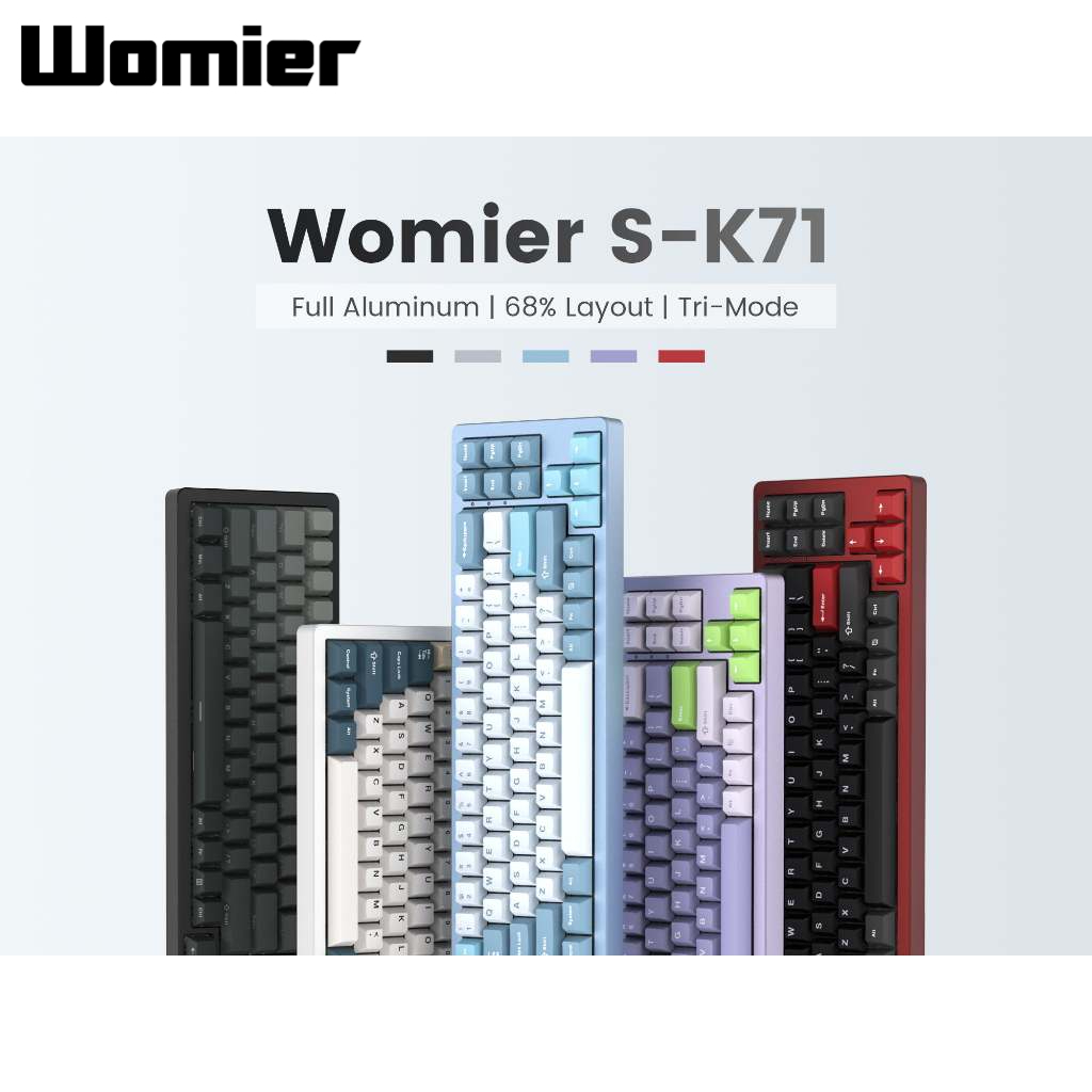Womier S-K71 คีย์บอร์ดเกมมิ่งไร้สาย อะลูมิเนียม 68% บลูทูธ 5.0 2.4G USB-C 82 คีย์ | Shopee Thailand