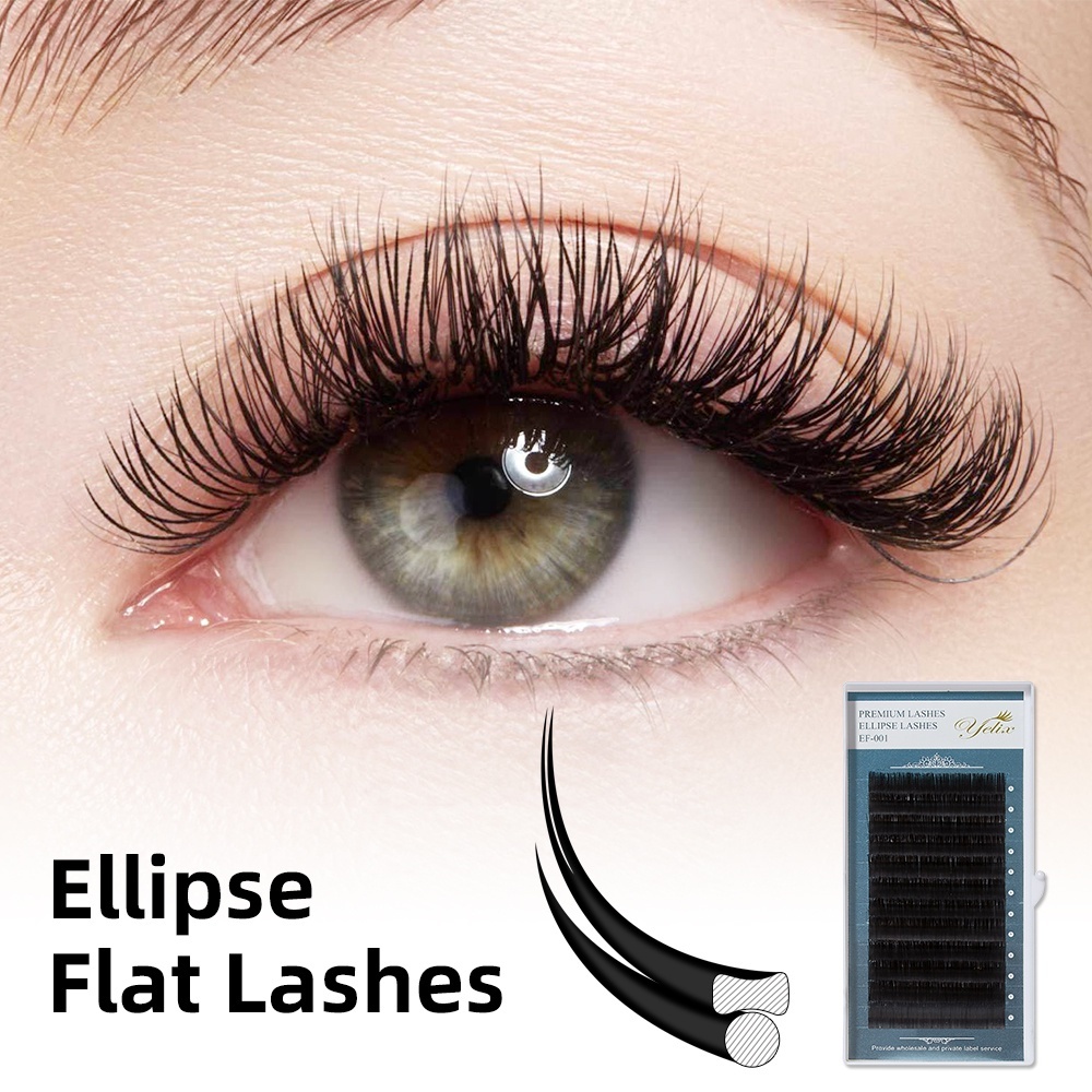 Yix แบนขนตา Matte สีดําขนตาปลอม Ellipse แต่ละ Eye Lashes Ultra Light ...