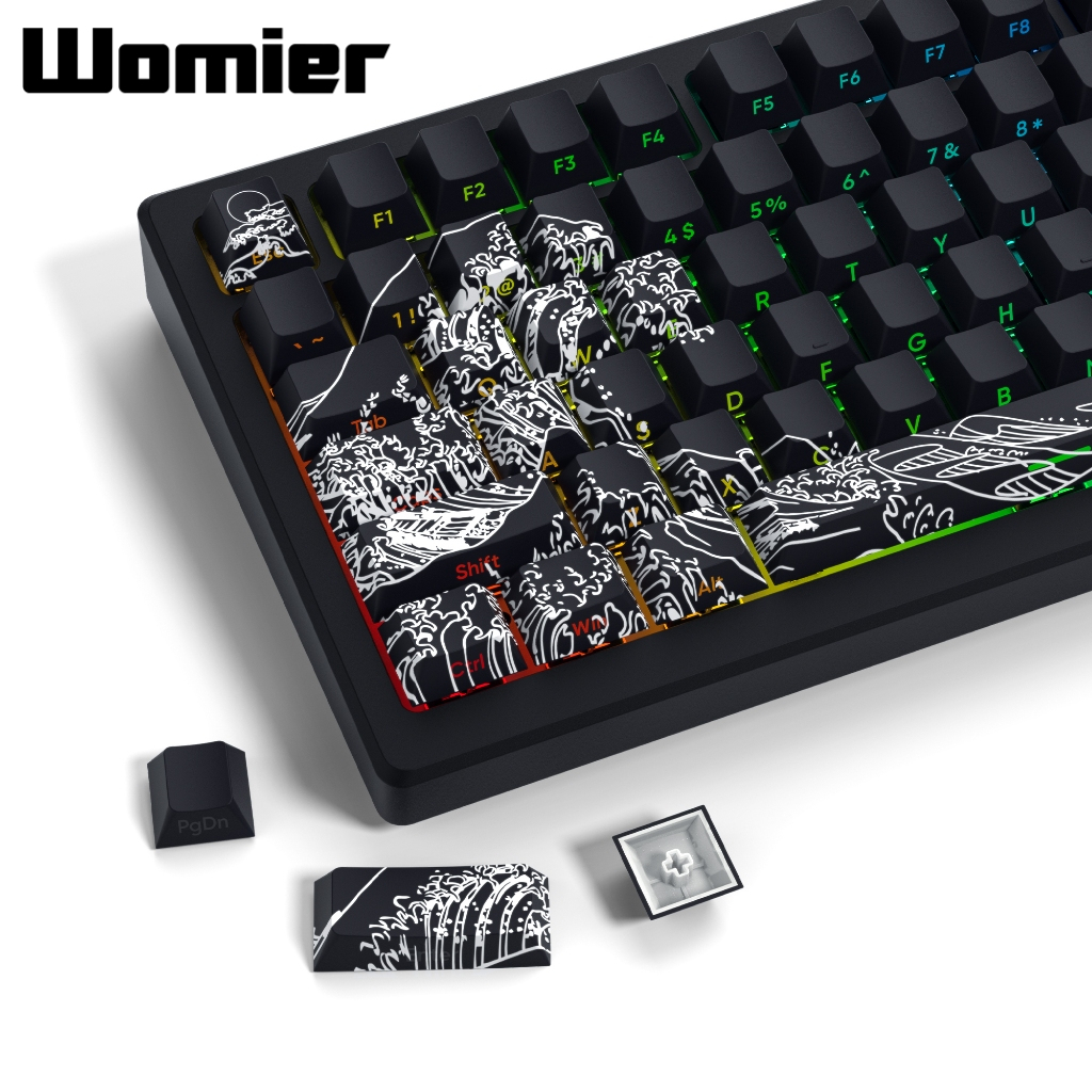 Womier ปุ่มกดคีย์บอร์ด 131 คีย์ PBT พิมพ์ลายเชอร์รี่ มีไฟแบ็คไลท์ RGB ...