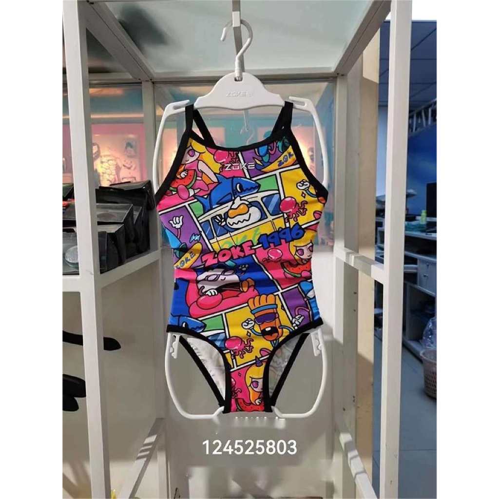 ชุดว่ายน้ํา ป้องกันแดด ป้องกันคลอรีน พิมพ์ลายการ์ตูน Zoke Girls's Competition สําหรับเด็ก 2024 ...