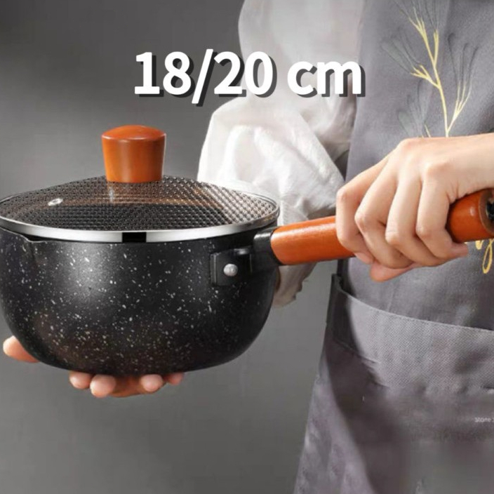 หม้อ 18cm 20cm ไม่ติดกระทะ หม้อด้ามจับ กระทะใช้กับเตาไฟฟ้า ฝาแก้ว กระทะเทฟล่อน snow pan | Shopee ...